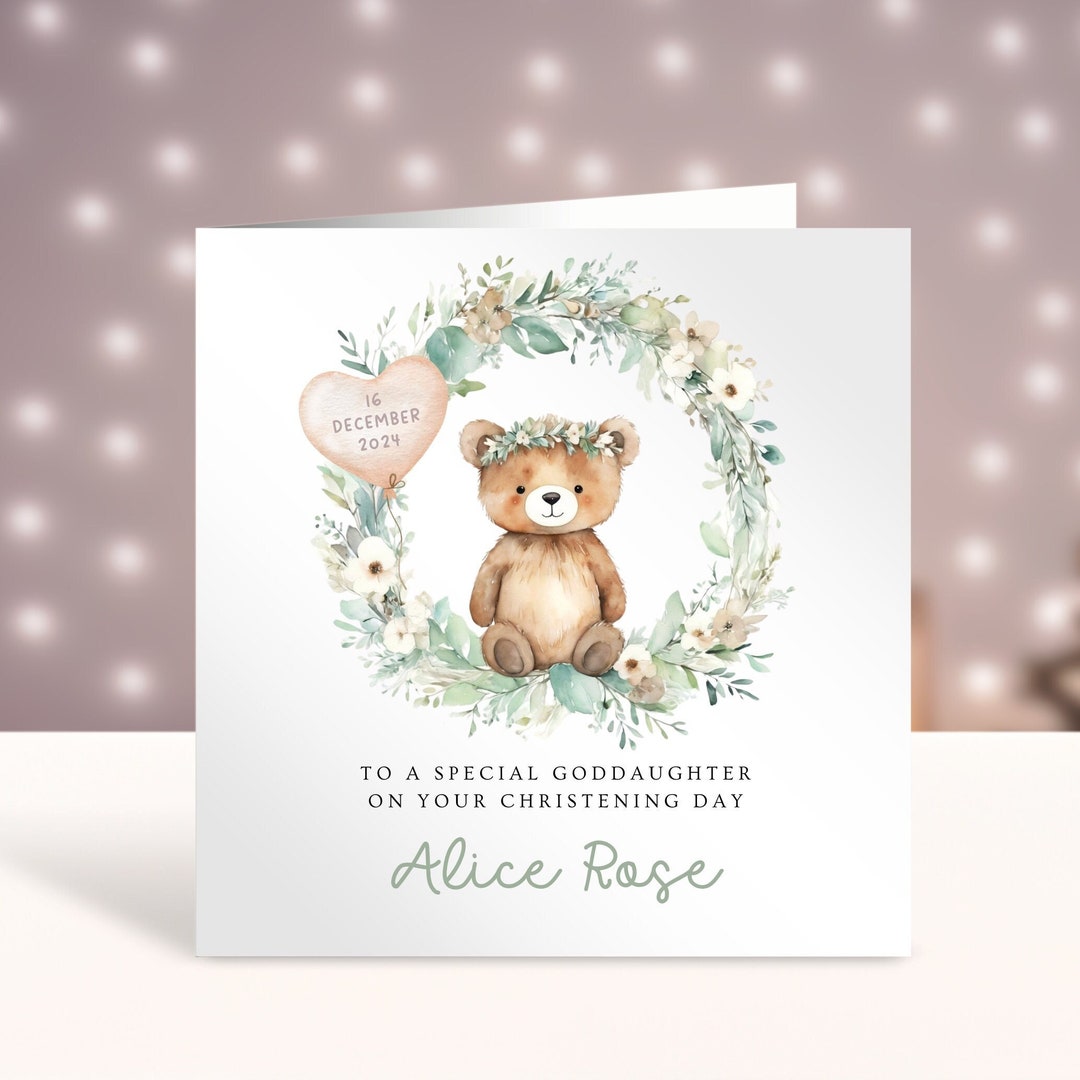 Personalised Christening Card, Baptism Card, Grandson Granddaughter Son ...