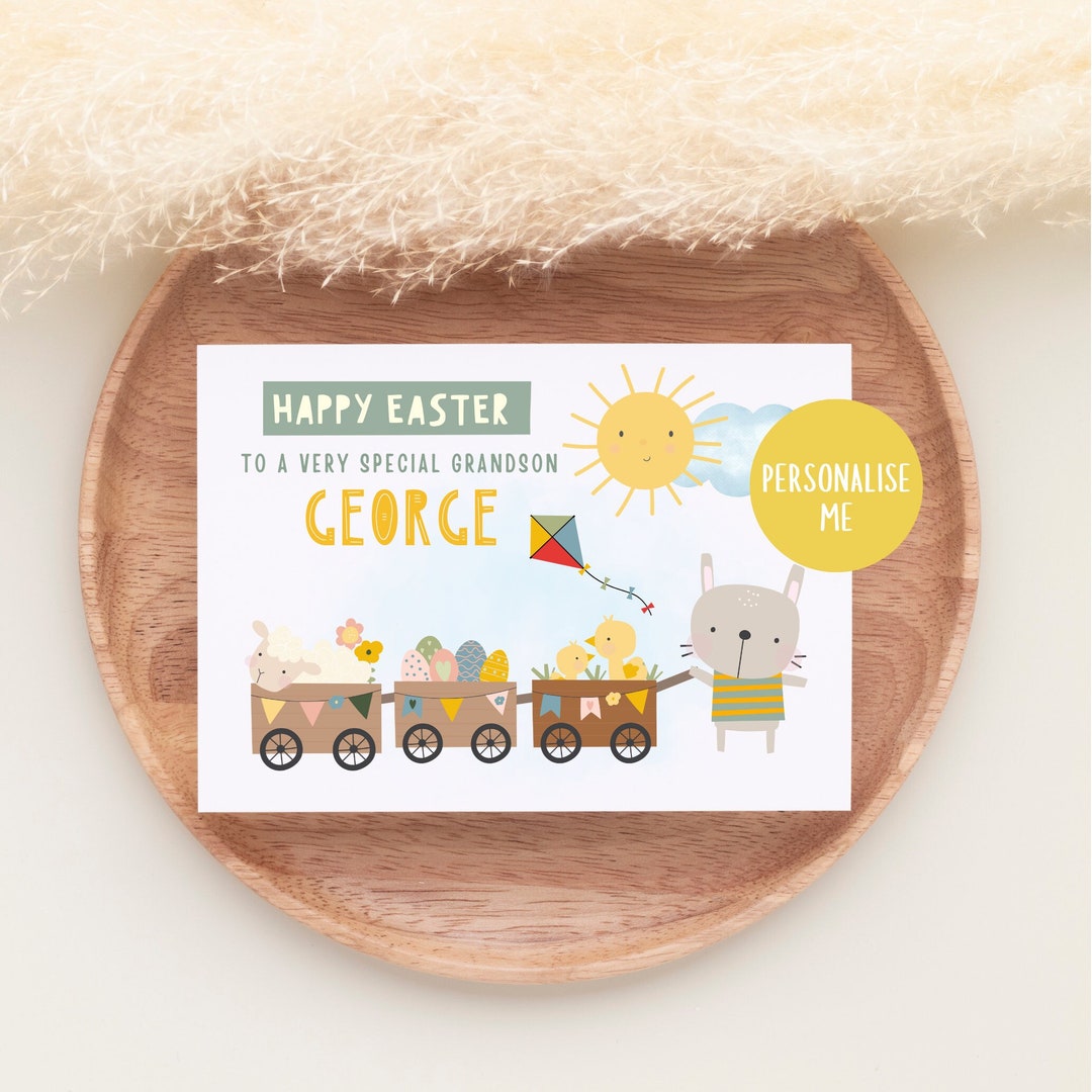Personalised Easter Card, First Easter Card Son, Grandson, Rabbit ...