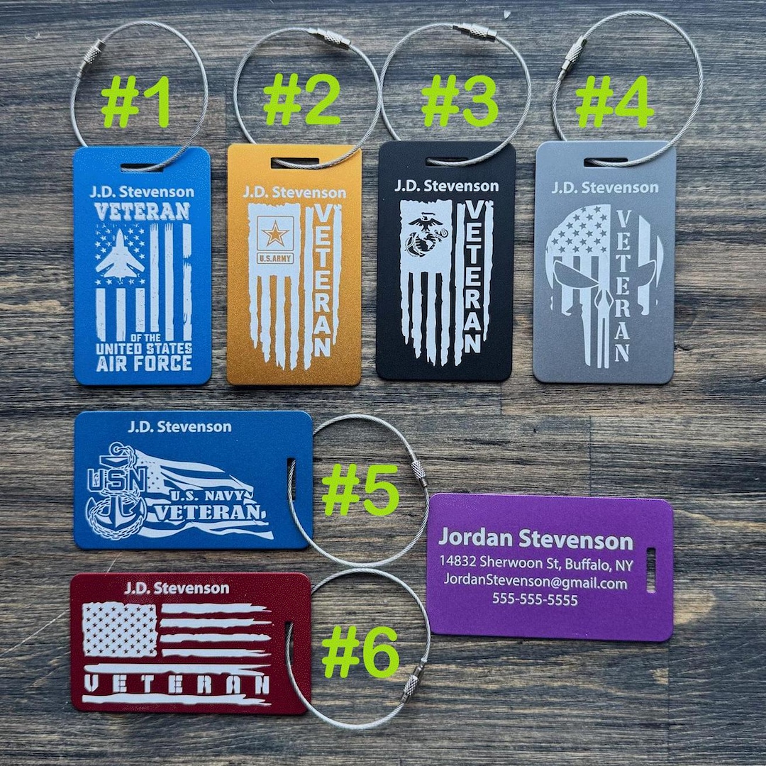 Personalized Army Navy Air Force, USMC, Metal Luggage Tag: Custom ...