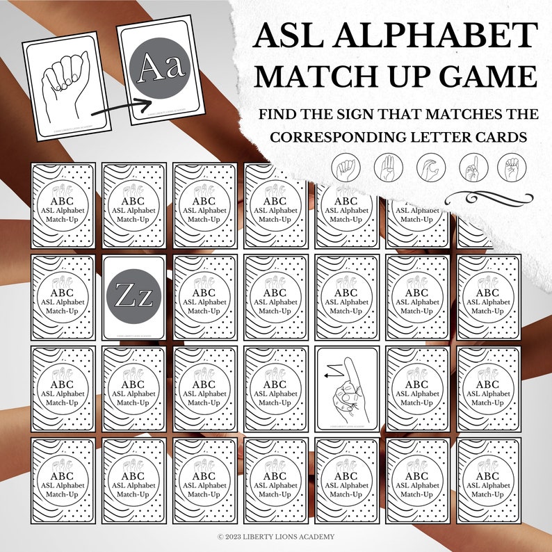 ASL Alphabet Flashcards | Handwriting | Matching Game | American Sign ...