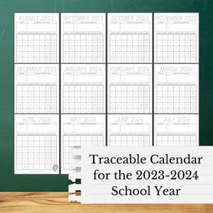 Traceable Monthly Calendar, Elementary, Handwriting Practice, Preschool ...