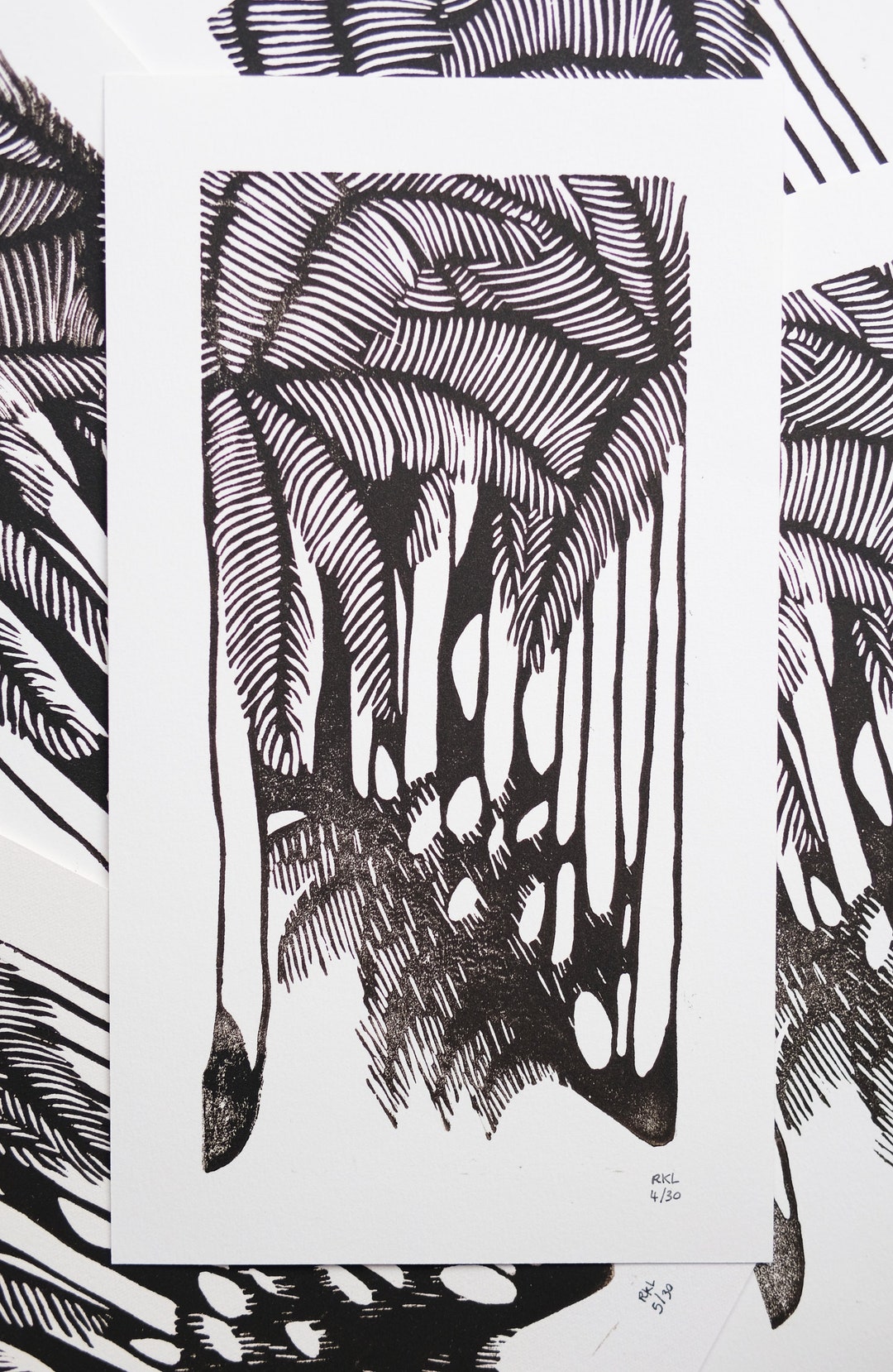 Linocut_ Alley of Palm Trees_ Limited Edition - Etsy
