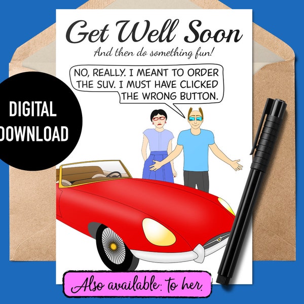 Printable Get Well Card for Men - Etsy