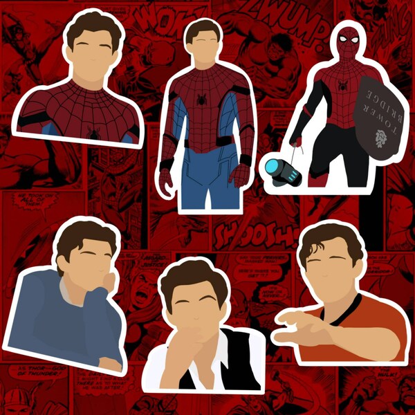 Tom Holland Spiderman Stickers - Etsy