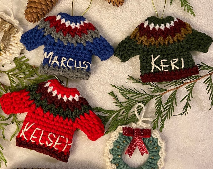 Personalized Crochet Mini Sweater Gift | Christmas Tree Crochet ...