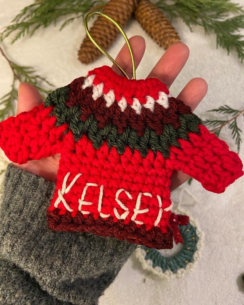 Personalized Crochet Mini Sweater Gift | Christmas Tree Crochet ...
