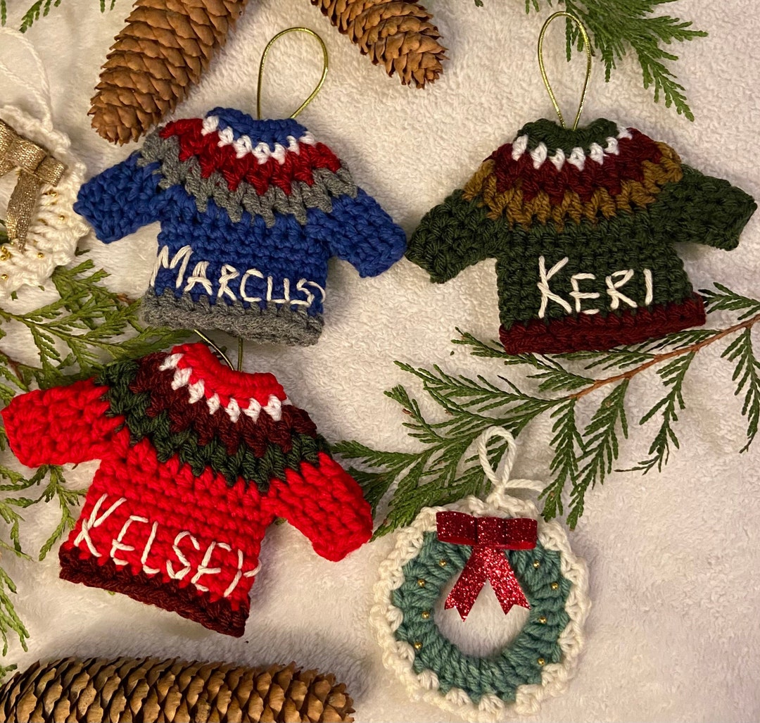 Personalized Crochet Mini Sweater Gift | Christmas Tree Crochet ...