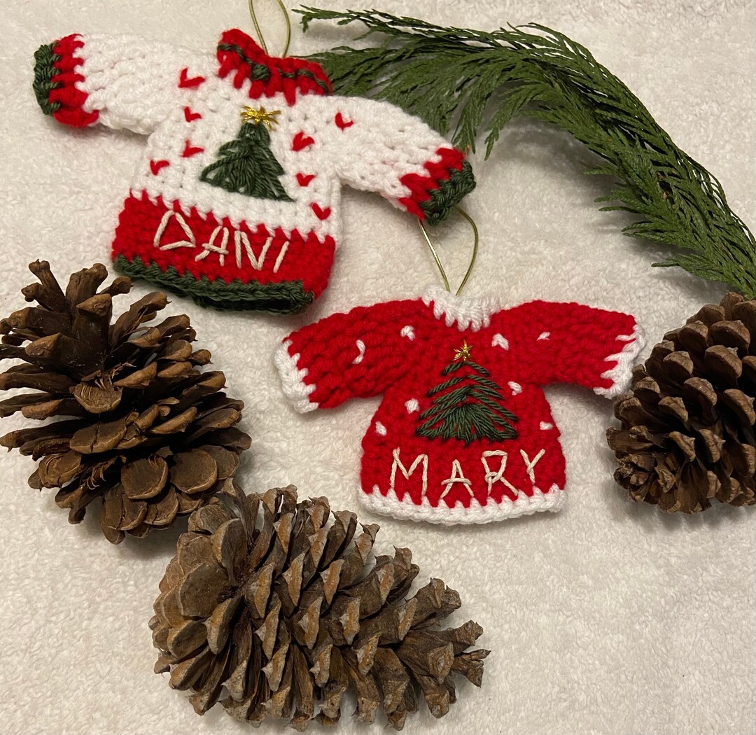Personalized Crochet Mini Sweater Gift | Christmas Tree Crochet ...