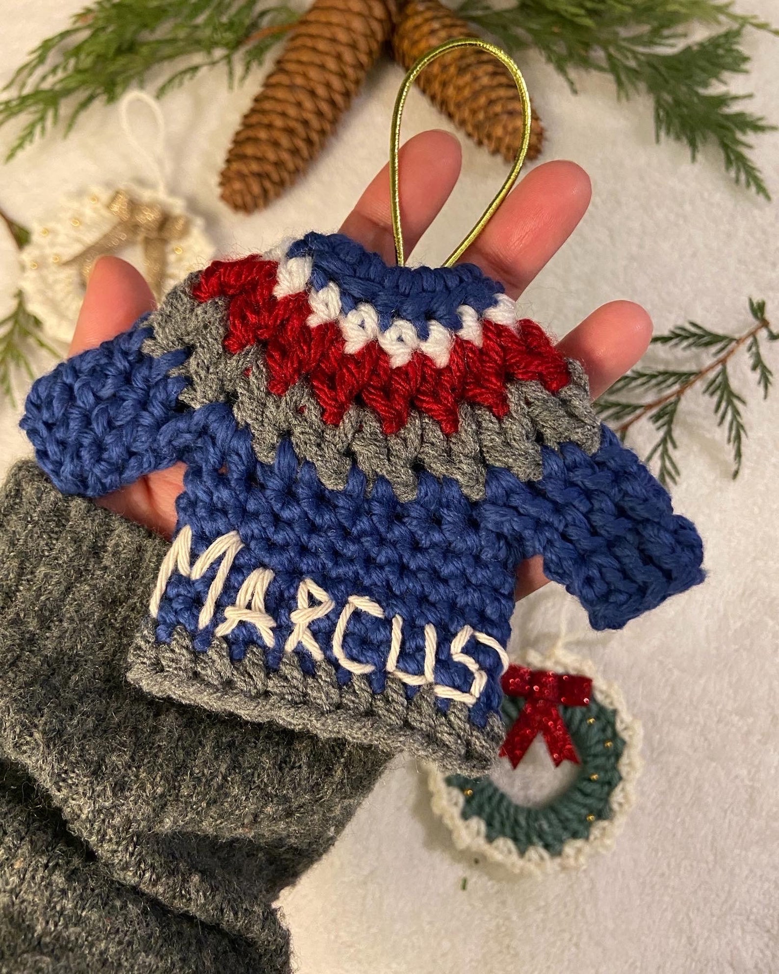 Personalized Crochet Mini Sweater Gift | Christmas Tree Crochet ...