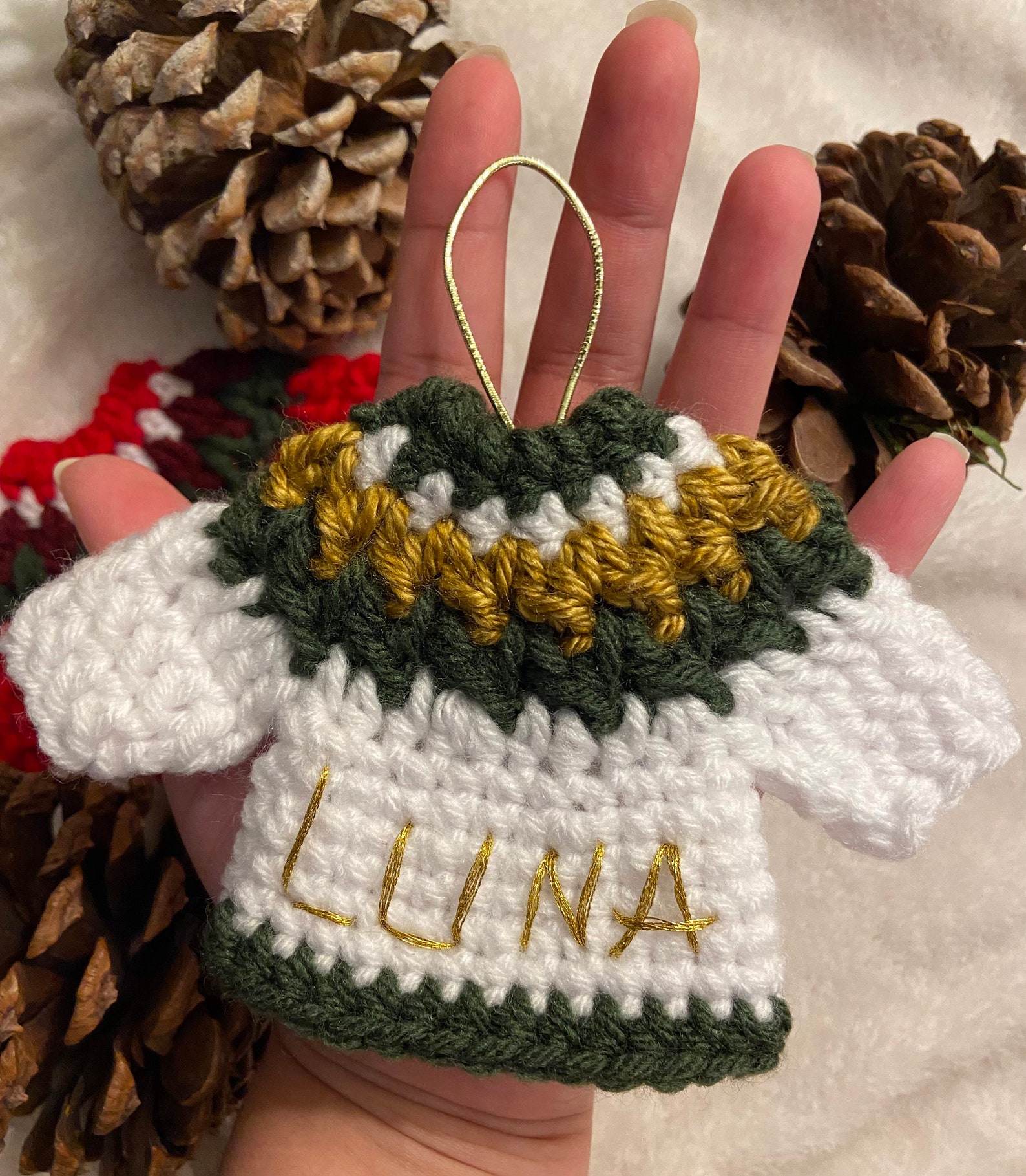 Personalized Crochet Mini Sweater Gift | Christmas Tree Crochet ...