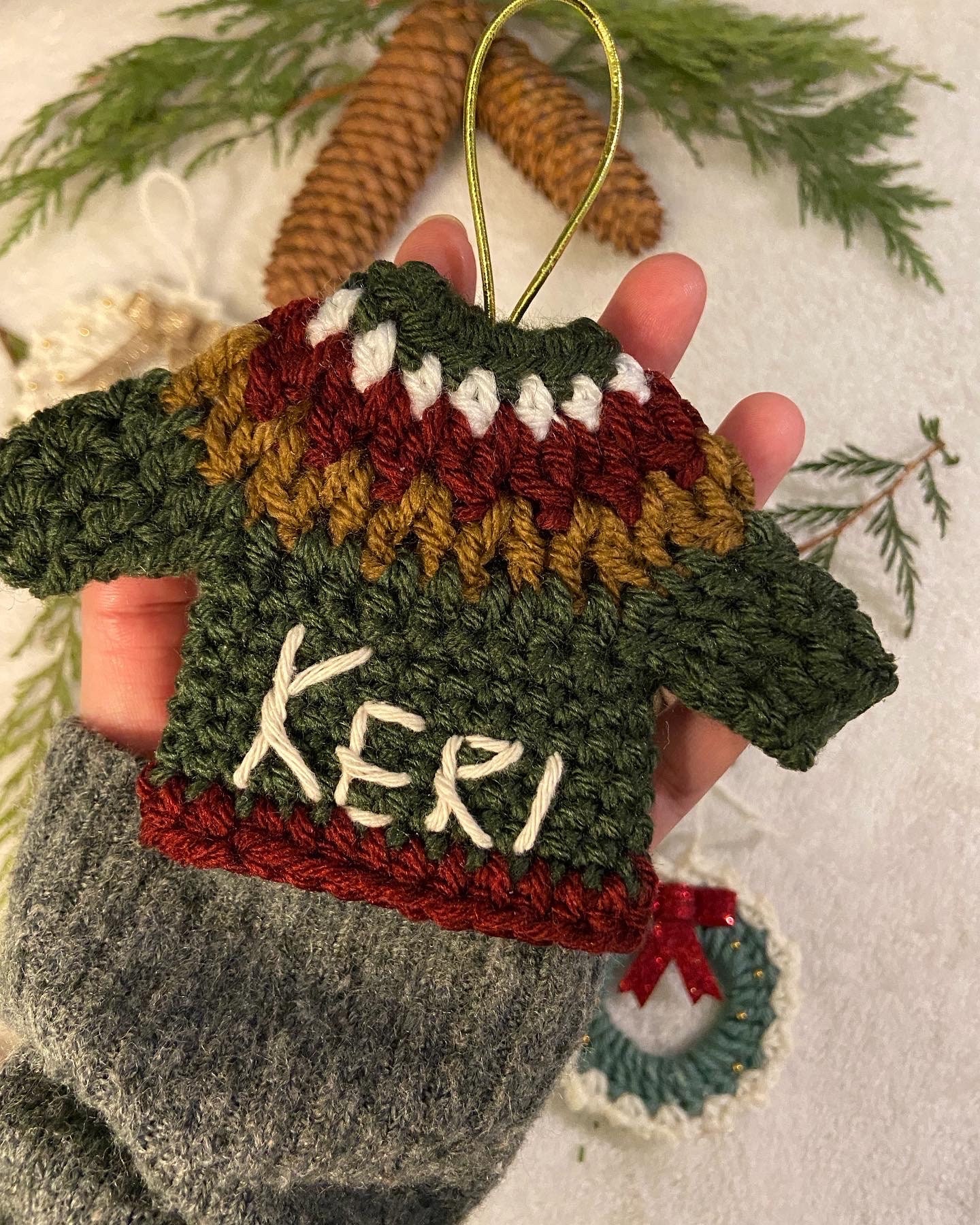 Personalized Crochet Mini Sweater Gift | Christmas Tree Crochet ...