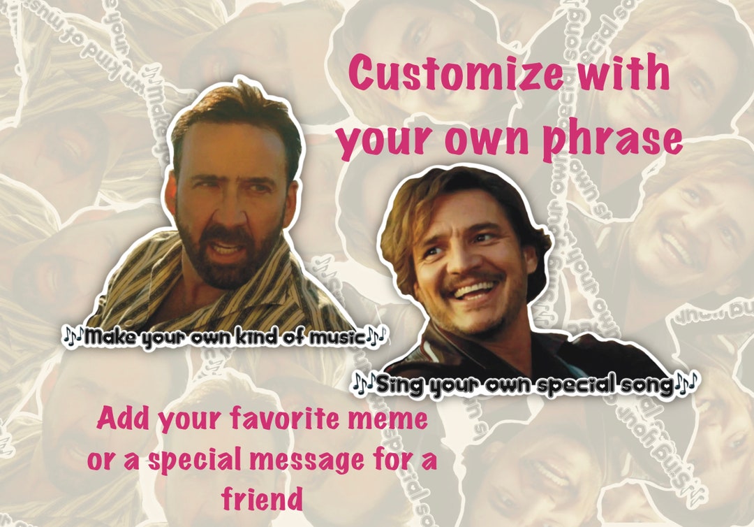 Custom Nick Cage and Pedro Pascal Car Meme Sticker Set - Etsy