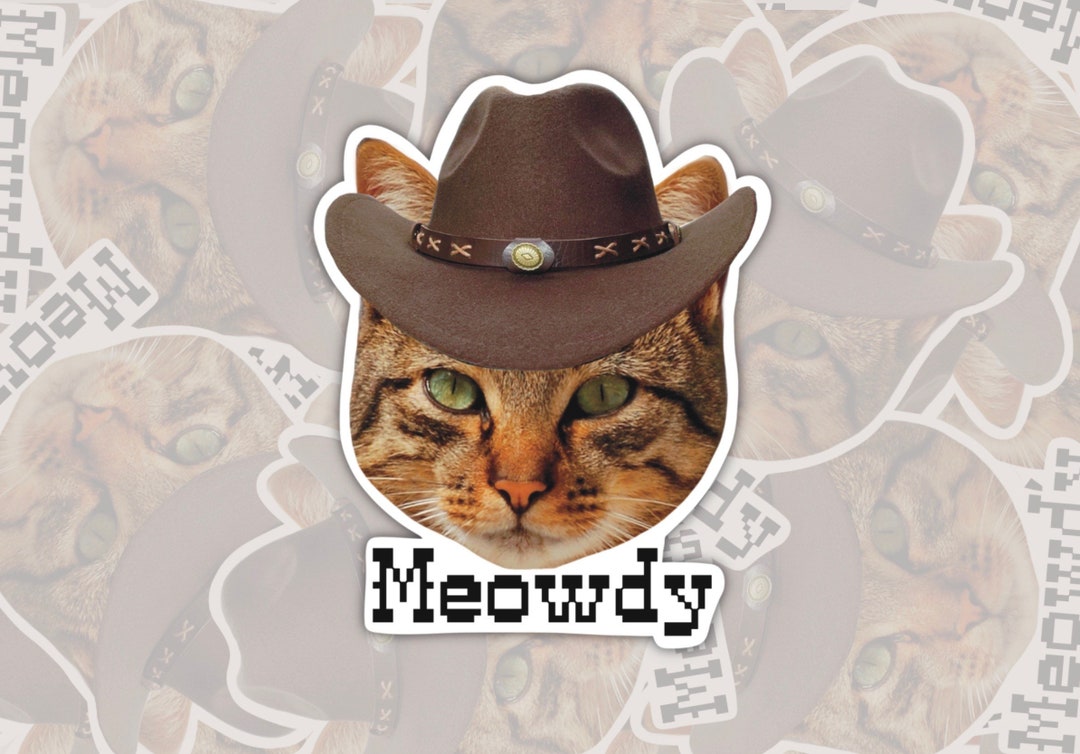 Meowdy Cat Cowboy Western Sticker - Etsy