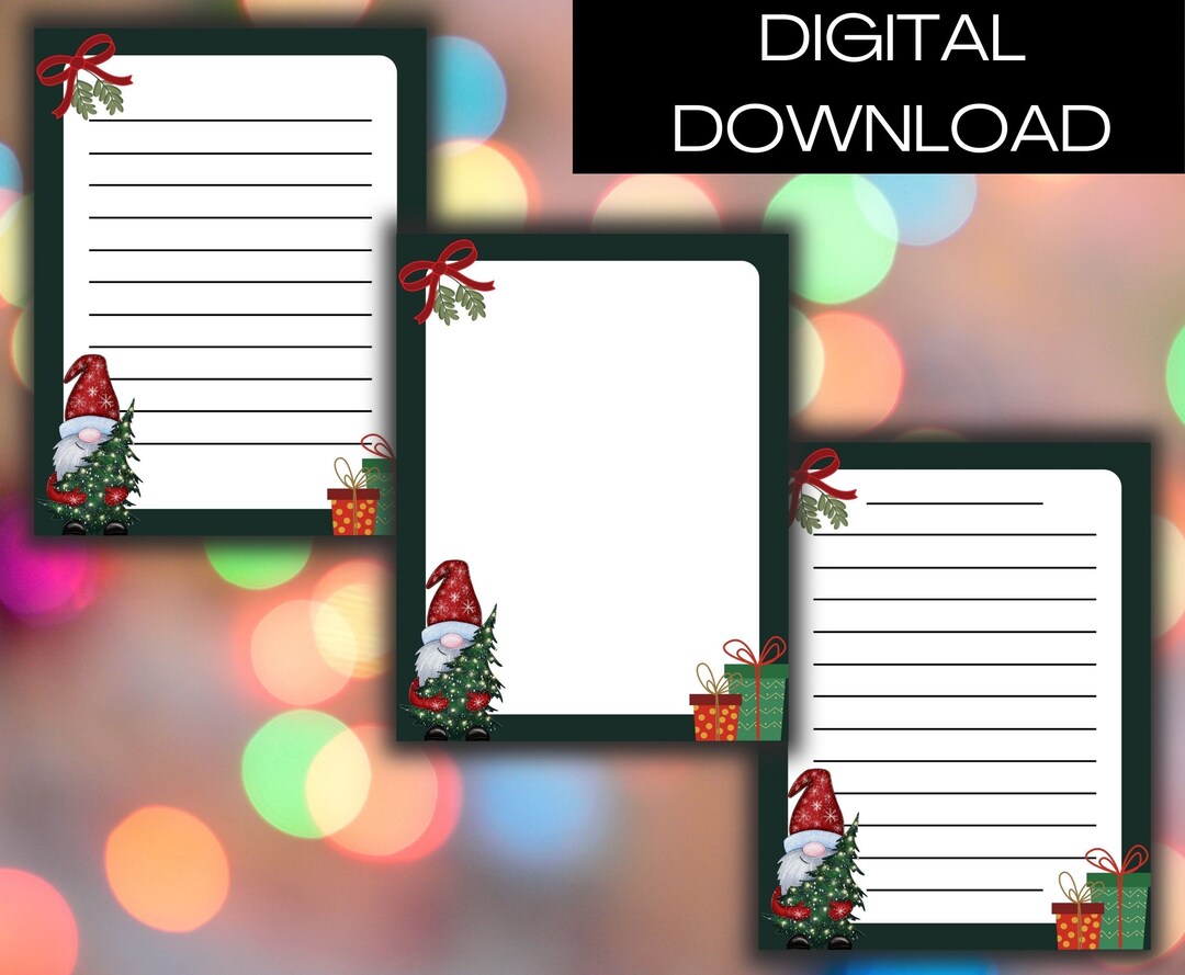 Christmas Printable Stationery Set US Letter Size 8.5x11 ,PDF, Instant ...