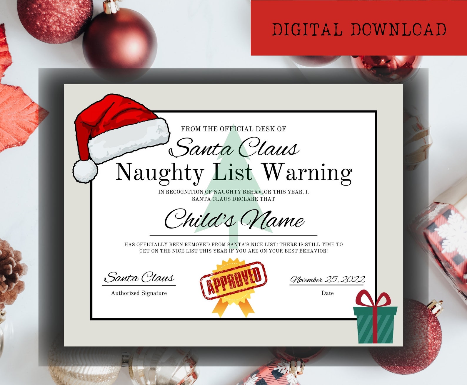 Editable Santa Claus Official Naughty and Nice List Certificate ...