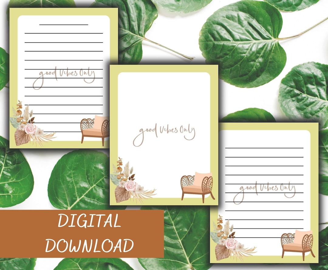 Boho Printable Stationery Set US Letter Size 8.5x11 ,PDF, Instant ...