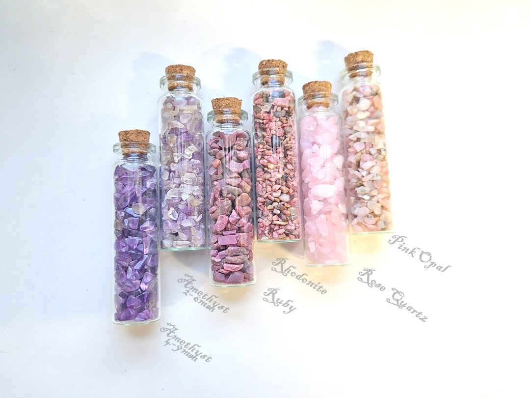 Crystal Chip Bottles Crystals in Small Glass Apothecary Bottles, Custom ...
