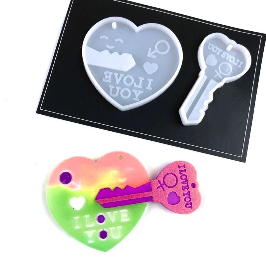 Heart Lock & Key Silicone Mold | Silicone Lock and Key Mold, Heart ...