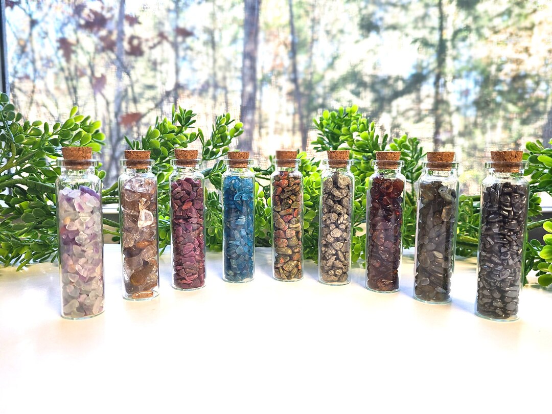 Crystal Chip Bottles | Crystals in Small Glass Apothecary Bottles ...