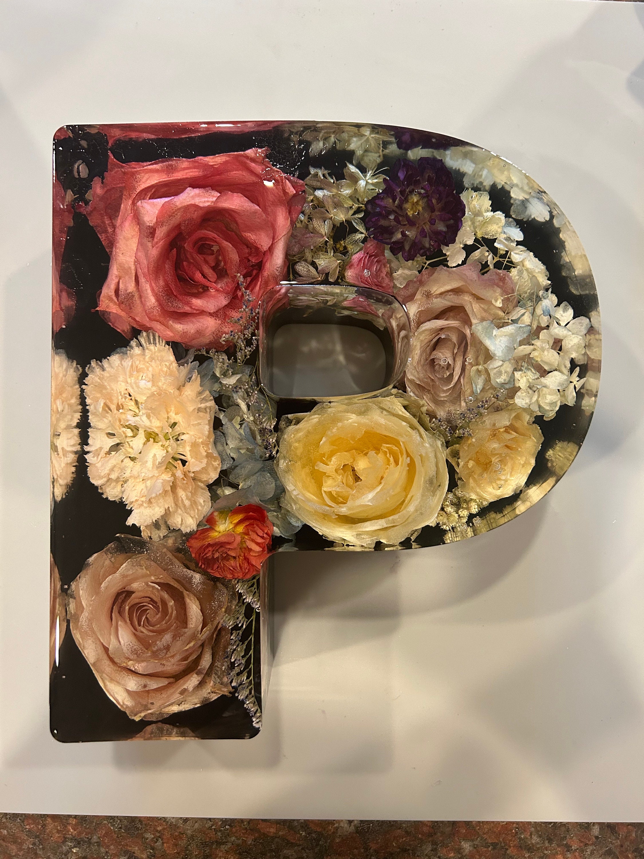 Custom Resin Floral Letter | Wedding Bouquet Preservation Initial ...