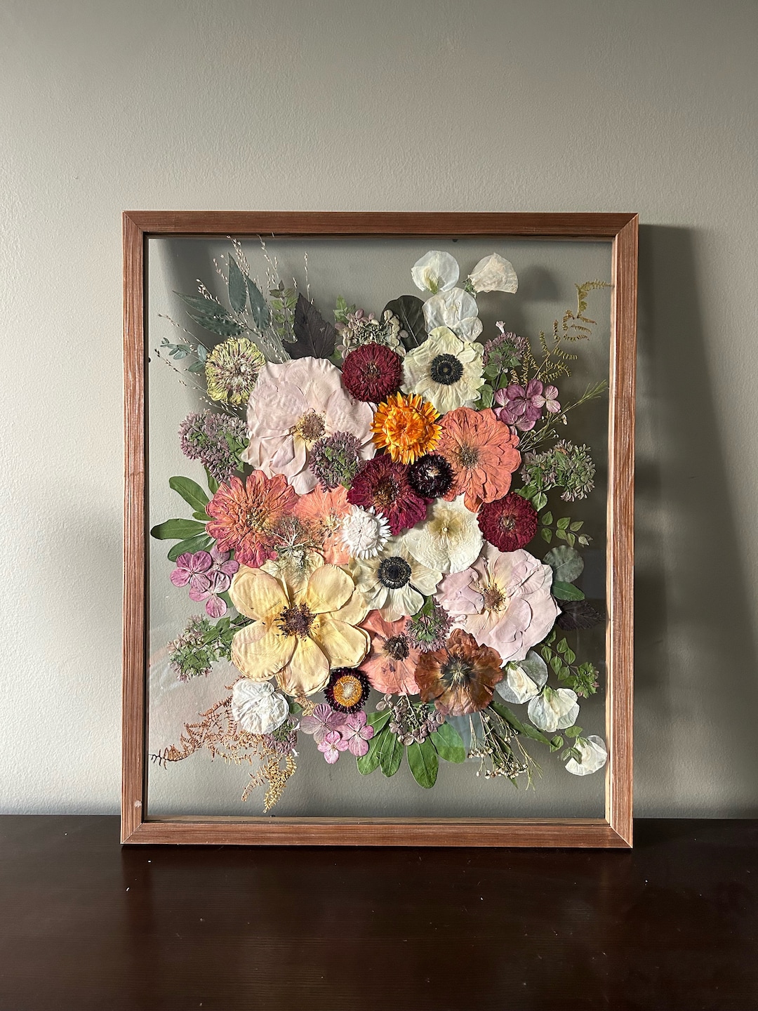 Pressed Flower Wedding Bouquet Preservation, Floating Glass Frame - Etsy