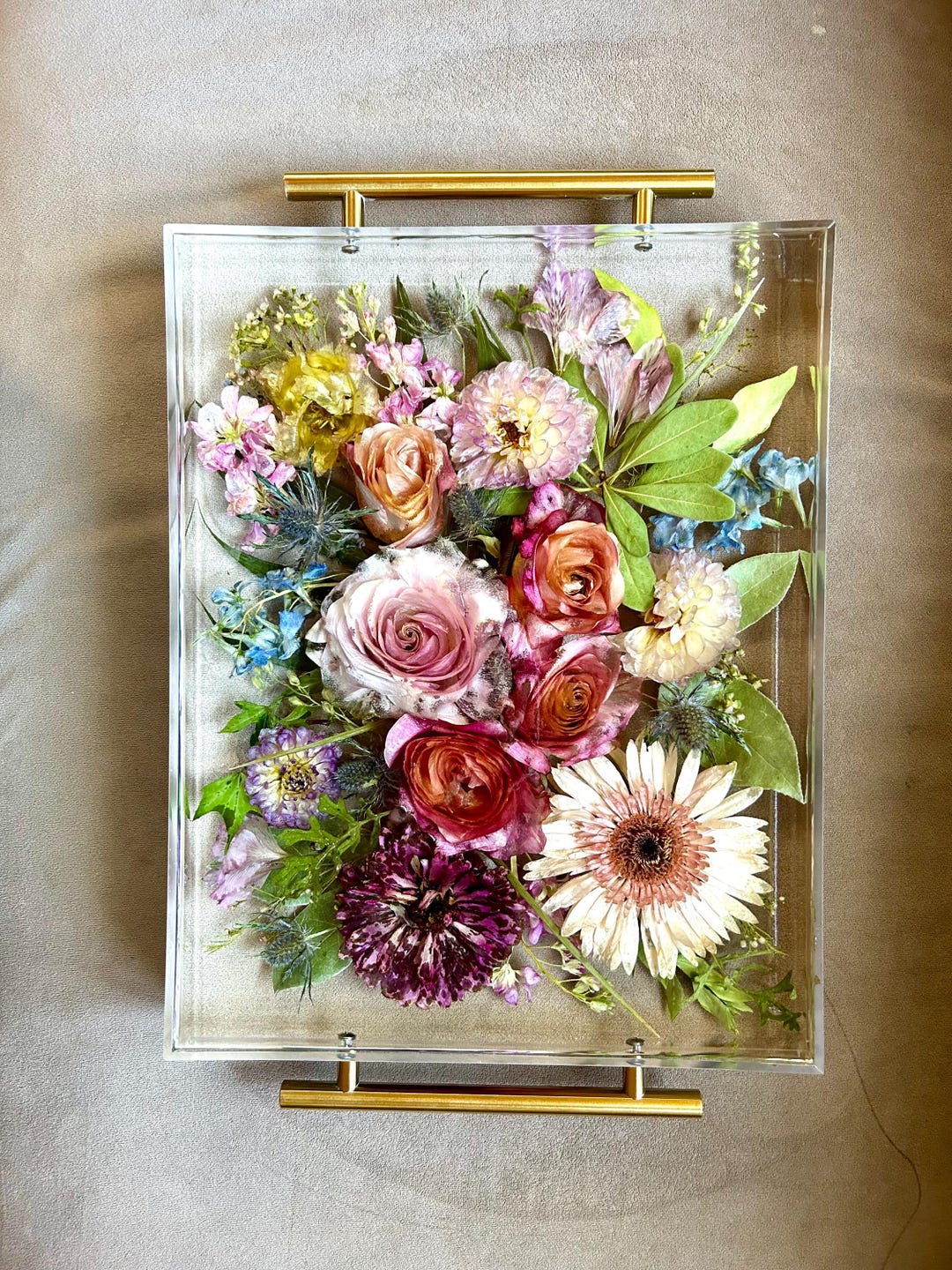 Custom Resin Flower Preservation Tray | Wedding Bouquet Keepsake Tray ...
