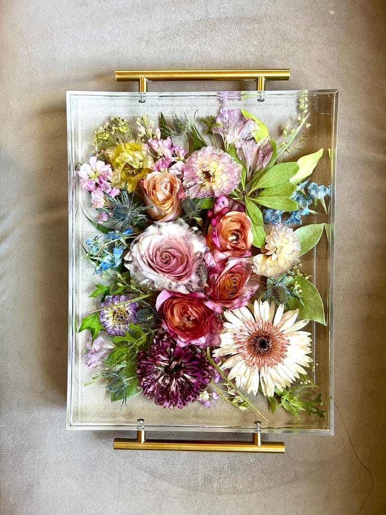 Custom Resin Flower Preservation Tray | Wedding Bouquet Keepsake Tray ...