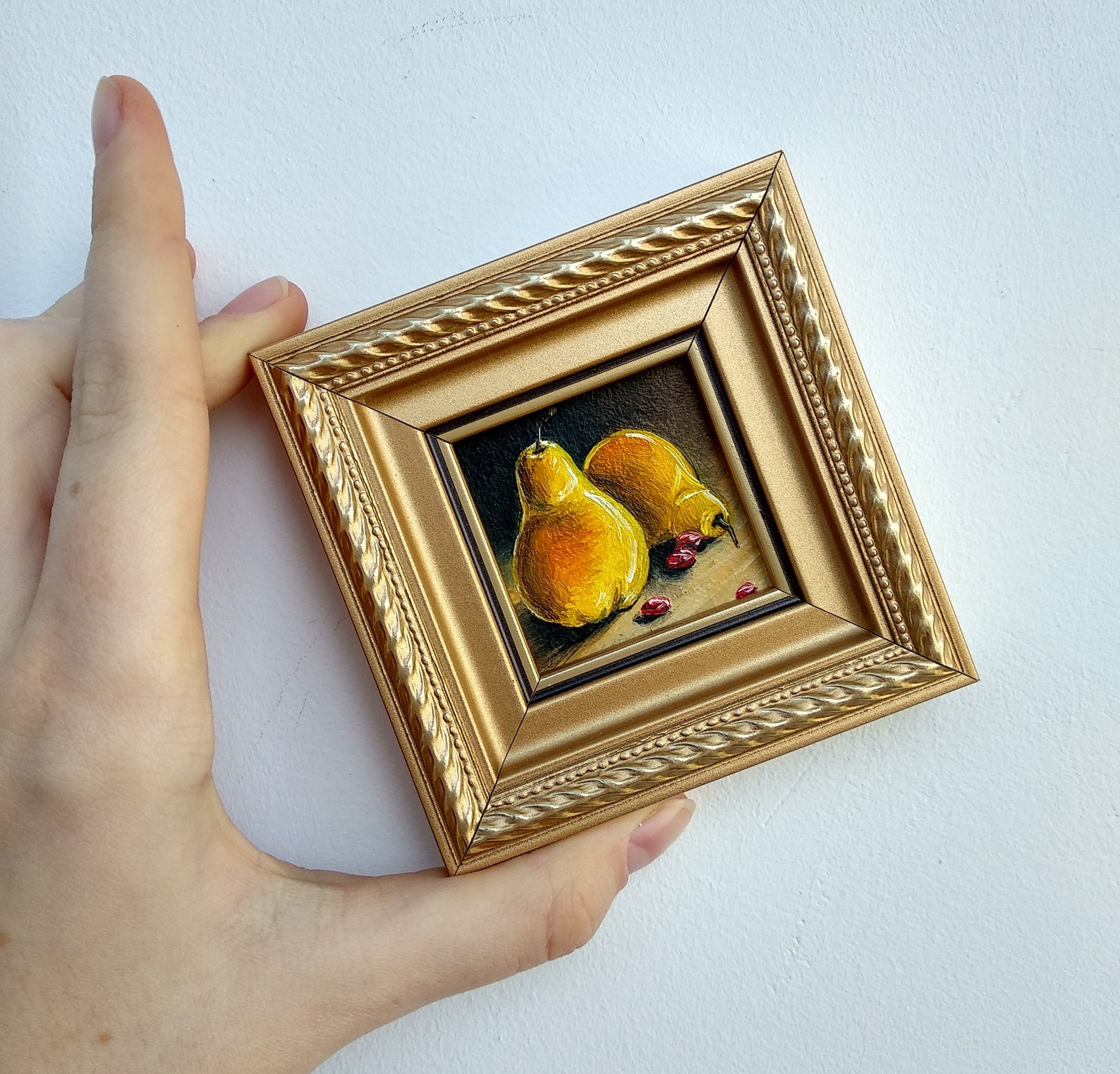 Miniature Painting Fruit Oil Painting Tiny Framed Art - Etsy
