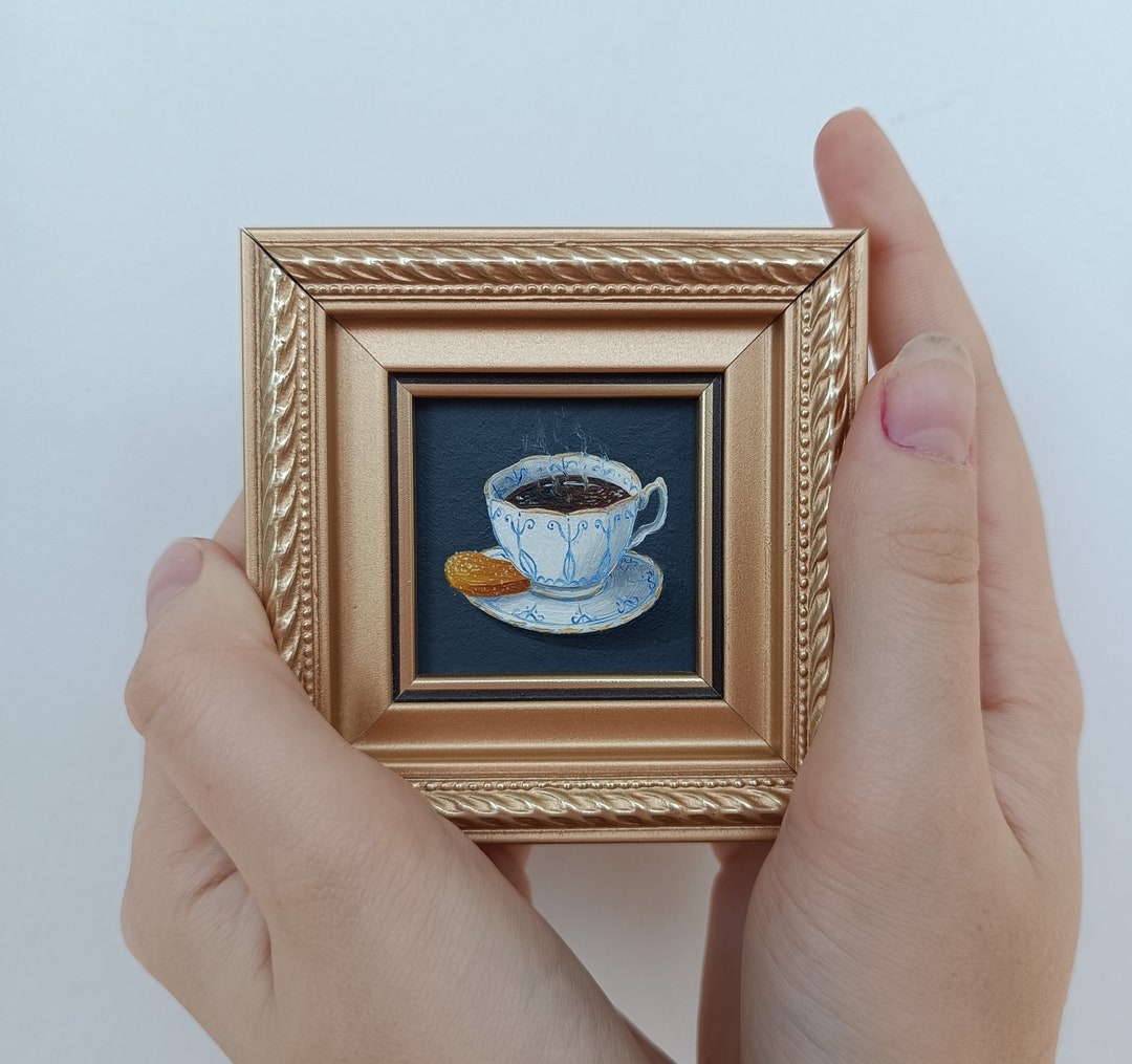 Miniature Painting Framed Coffee Painting Mini Painting - Etsy