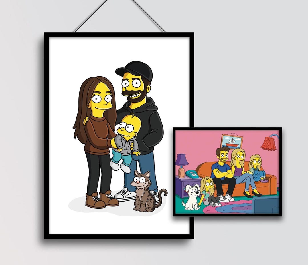 Custom Simpsons Character Portrait Print | Drawn Personalised Cartoon ...