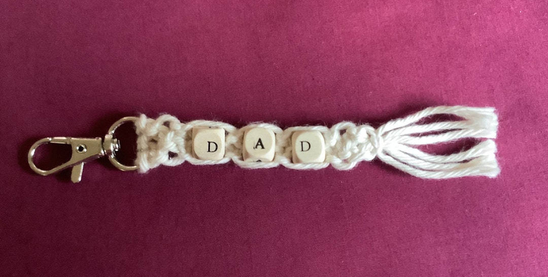 Dad Keyring Homemade Fathers Day Macrame Keychain or Bag Charm - Etsy