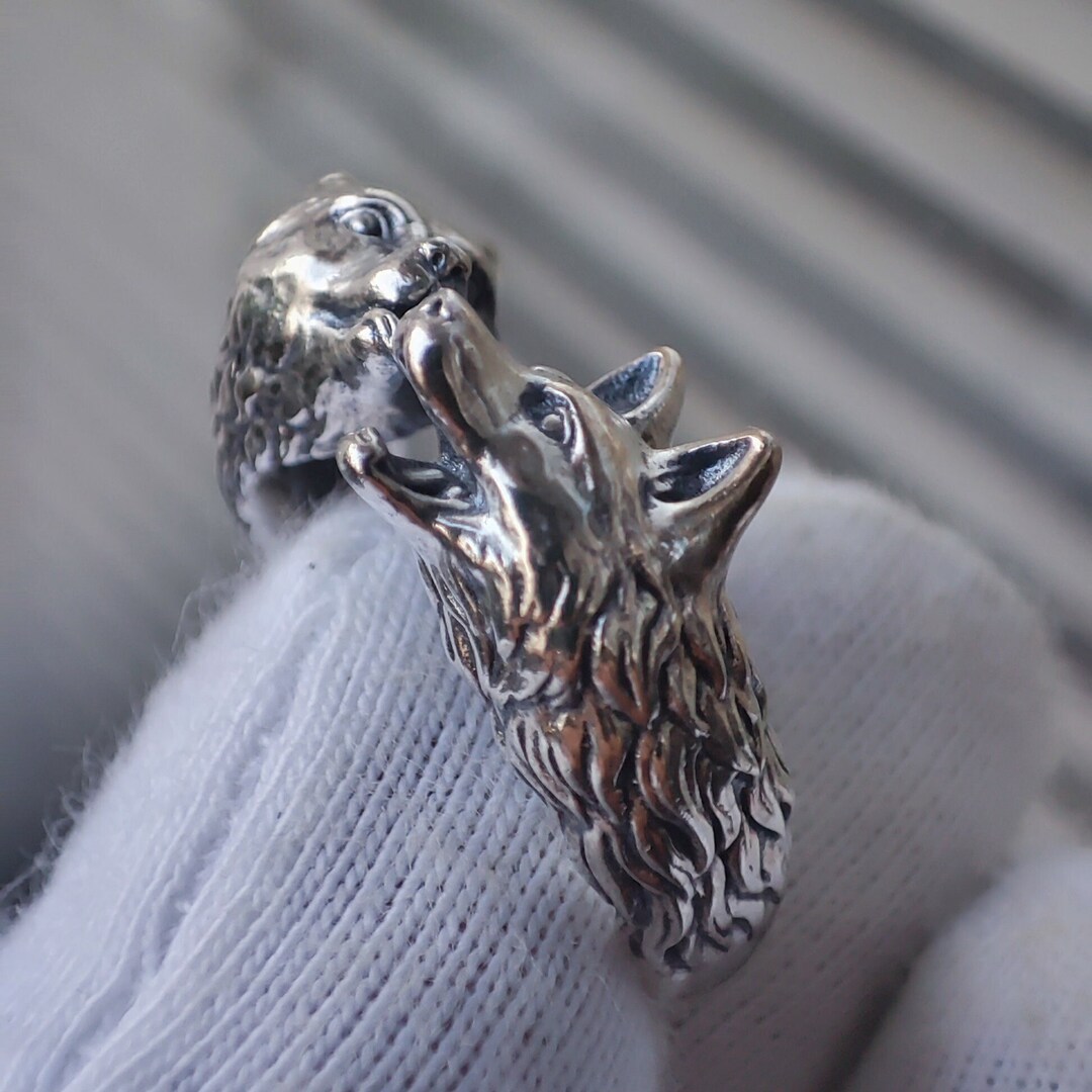 Alpha Female Wolf Silver Ring, Shewolf Sterling 925 Couple Loba Ring ...