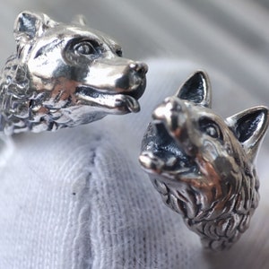 Alpha Female Wolf Silver Ring, Shewolf Sterling 925 Couple Loba Ring ...