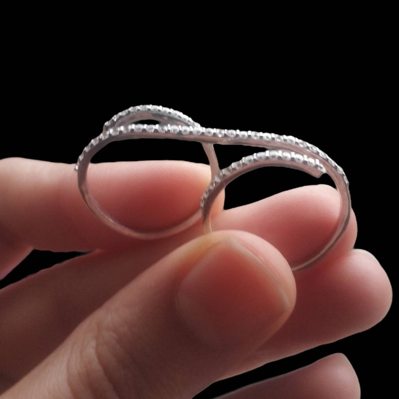 Two Finger Gold Ring Dainty Two Finger Gold Plated Double - Etsy