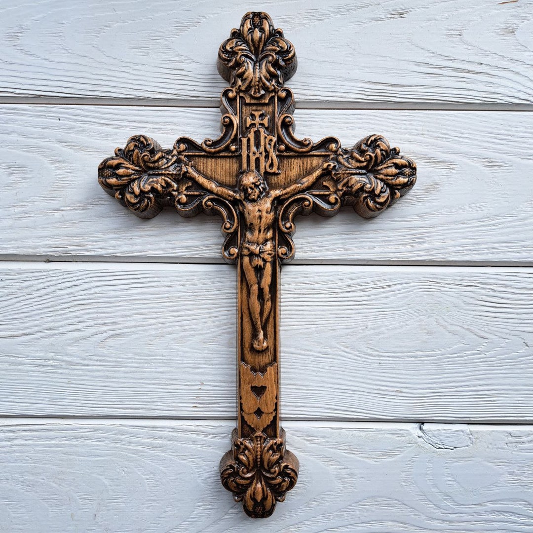 Wooden Cross. Catholic Cross. Wooden Wall Catholic Cross. Crucifix ...