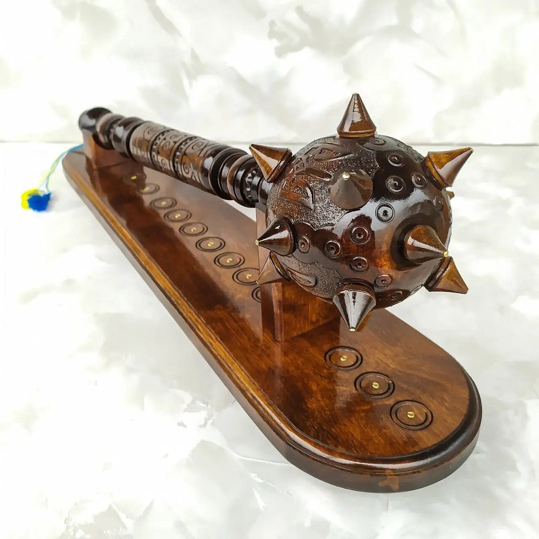 Mace. Bulava. Wooden Mace. Ukrainian Mace. Mace on a Stand. Home Decor ...