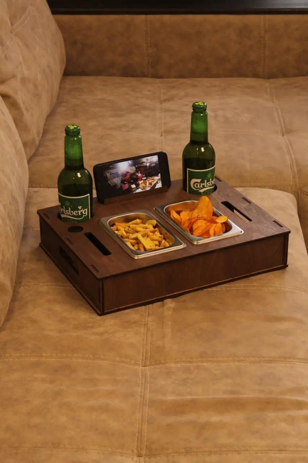 Bamboo Sofa Snack Box: Couch Bar With Drink Holder - Etsy