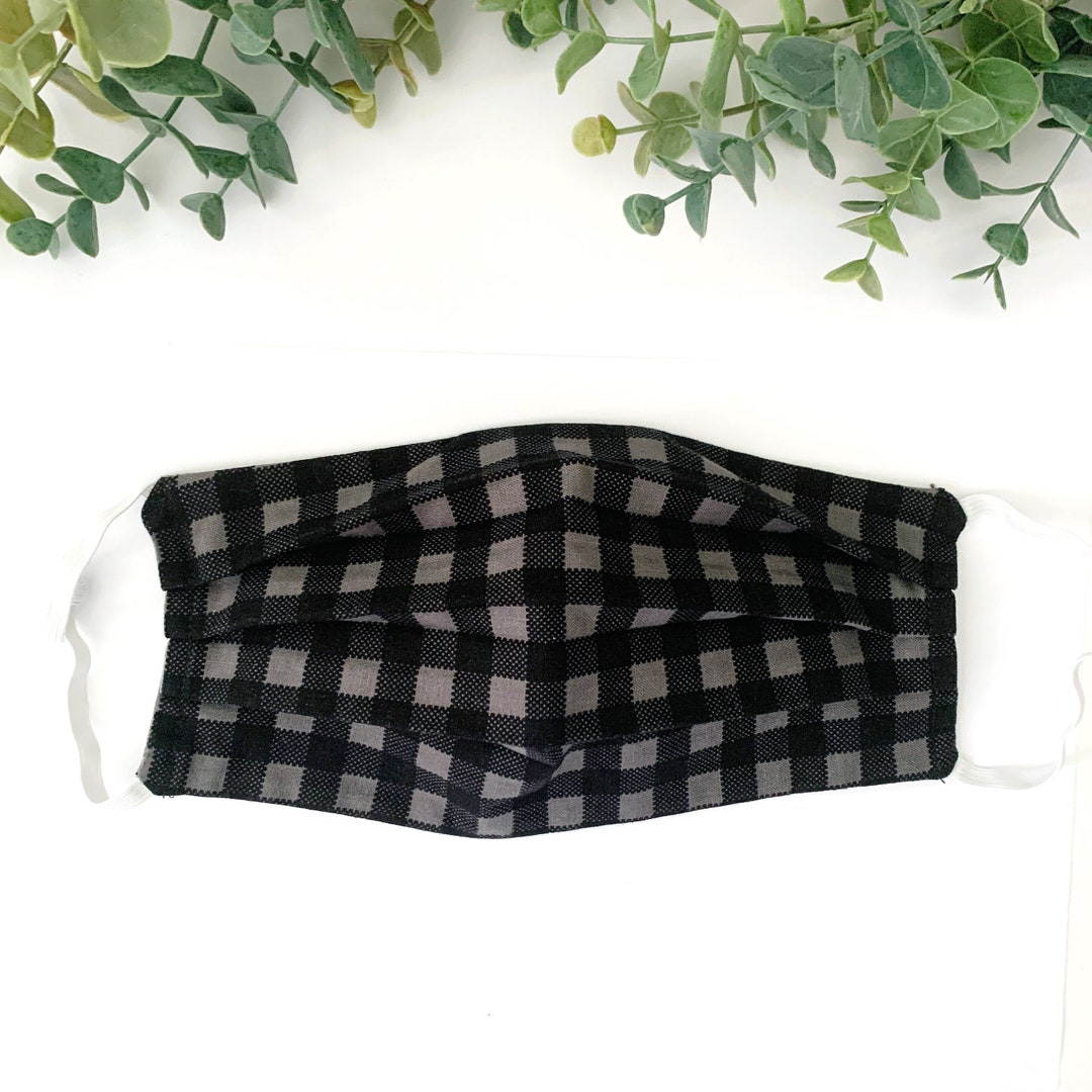 Plaid Face Mask // Black and Gray Buffalo Plaid // Masculine - Etsy