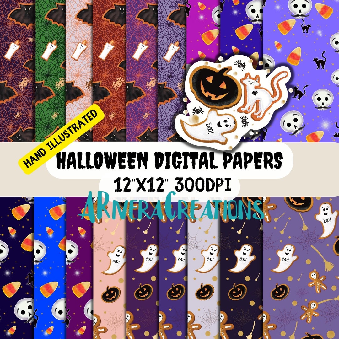 Gingerbread Halloween Digital Paper Pack Halloween Spider - Etsy