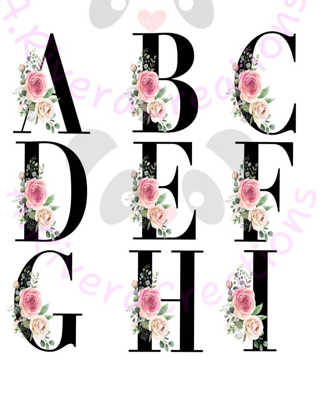 Floral Alphabet, Watercolor Flowers, Initials, Png Alphabet, Floral ...