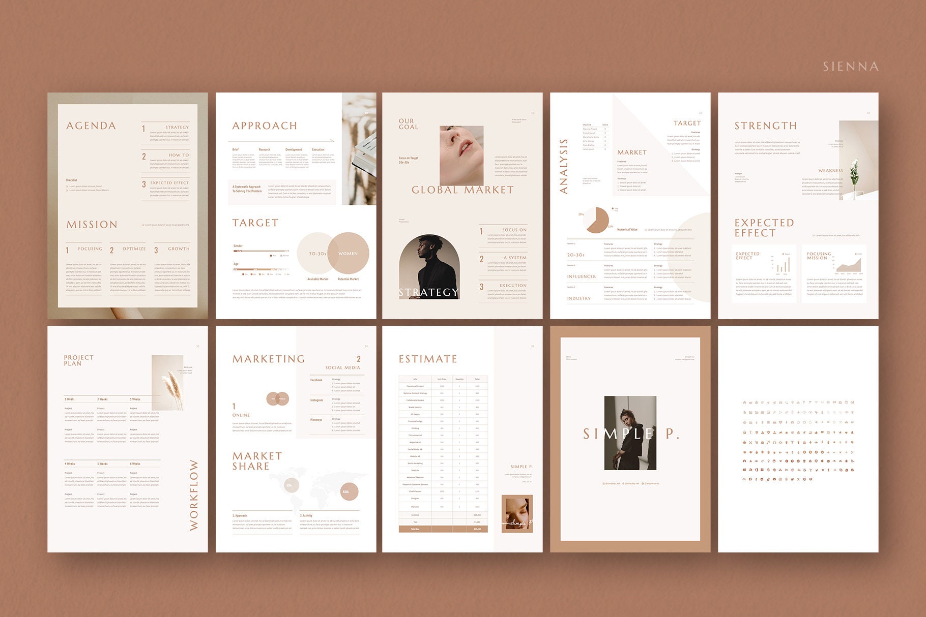 Sienna Presentation Bundle: Beautiful Dual-version Template for Professional Presentations - Etsy