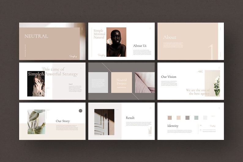 Neutral Keynote Template With Elegant Typography Slides - Etsy