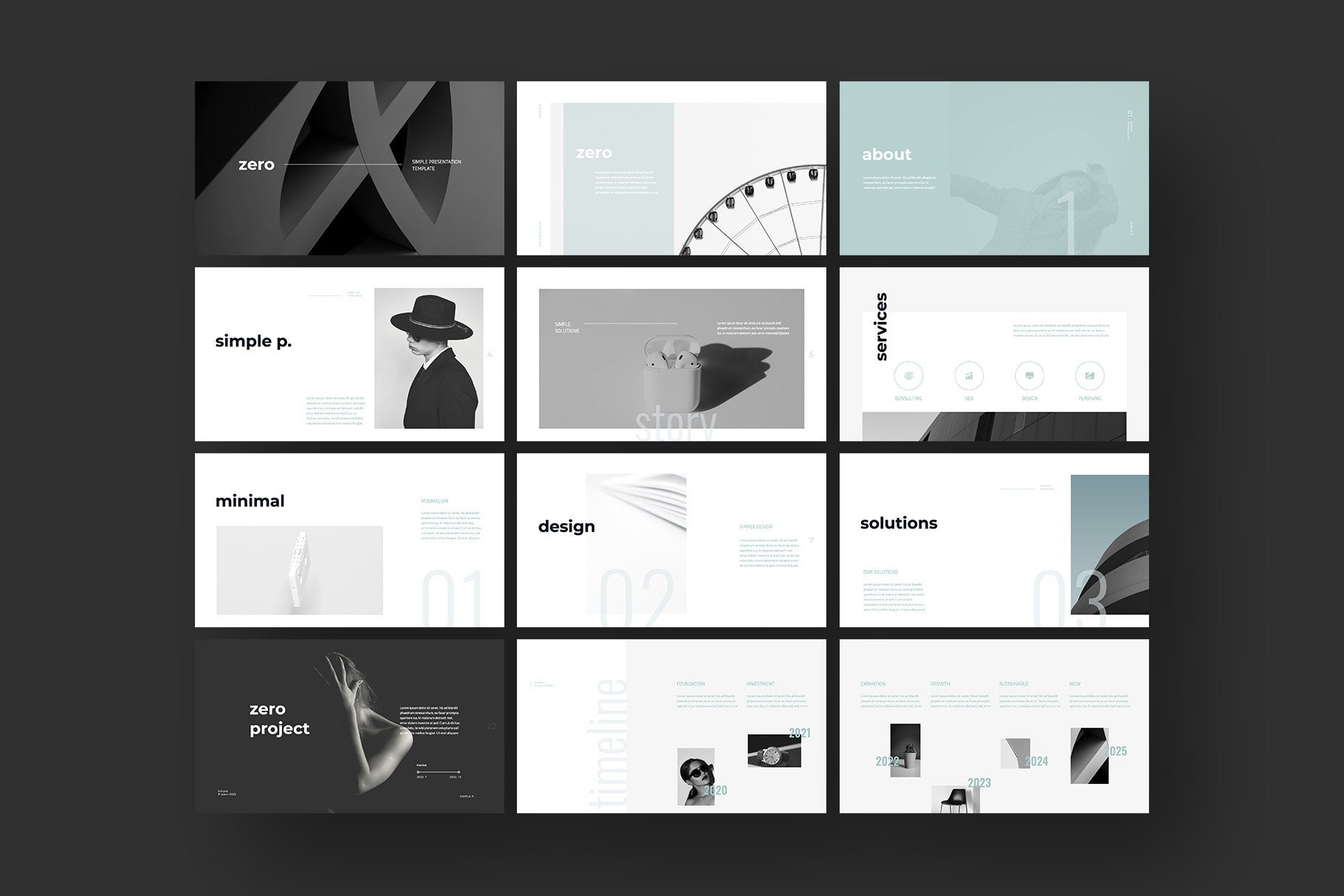 Zero Powerpoint Template Clean and Minimal Design for Project Portfolio ...