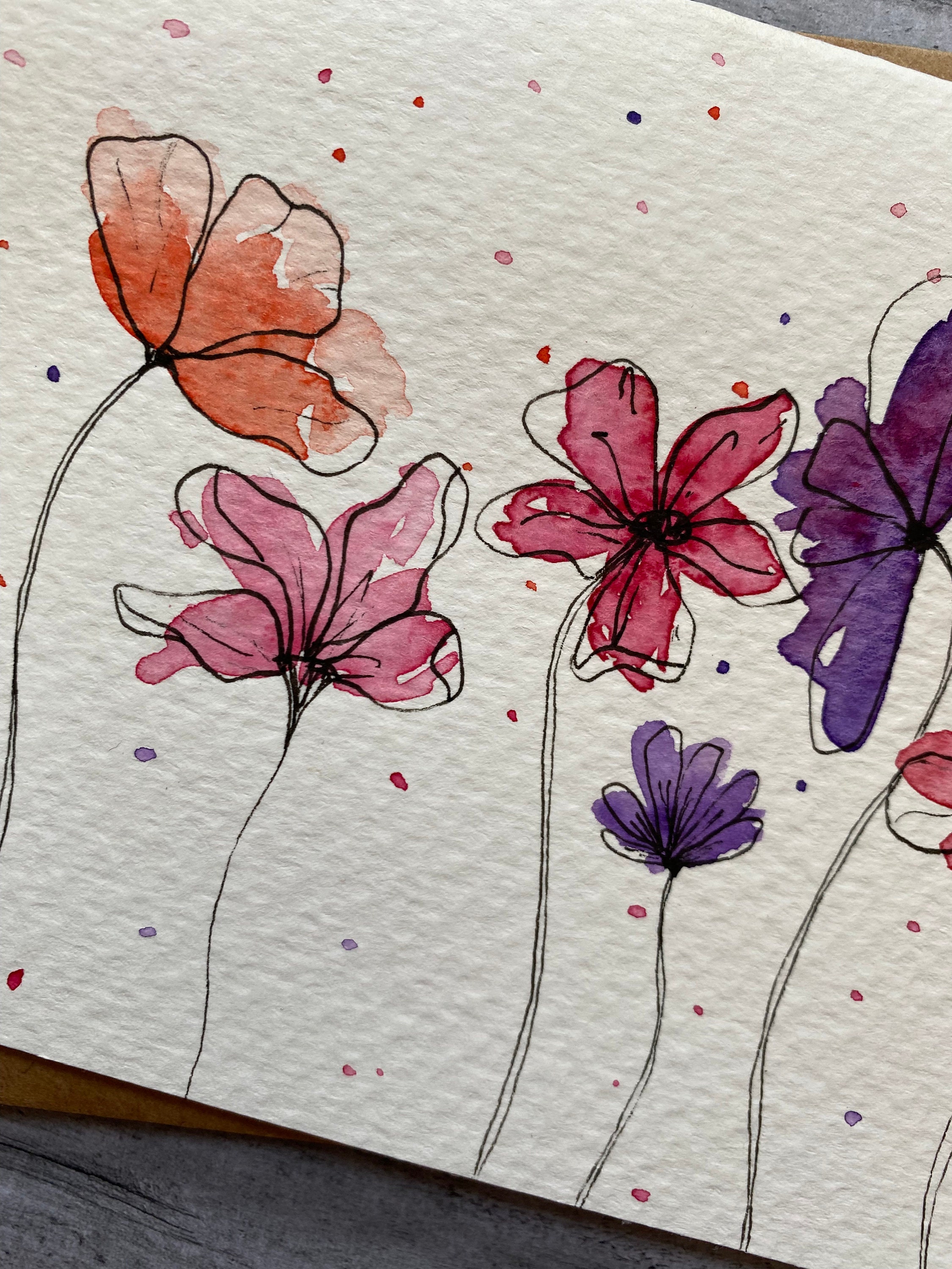 Handmade Watercolor Floral Card - Etsy