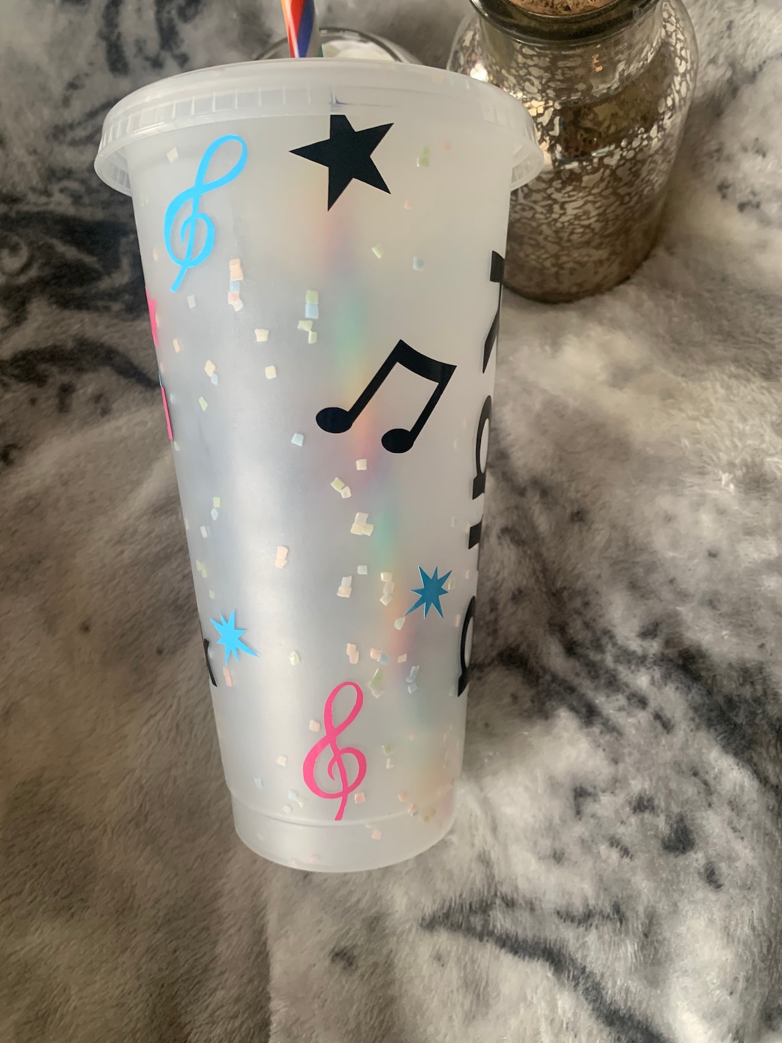 A Tiktok Inspired Cold Cup With a Confetti Style Cup Perfect | Etsy