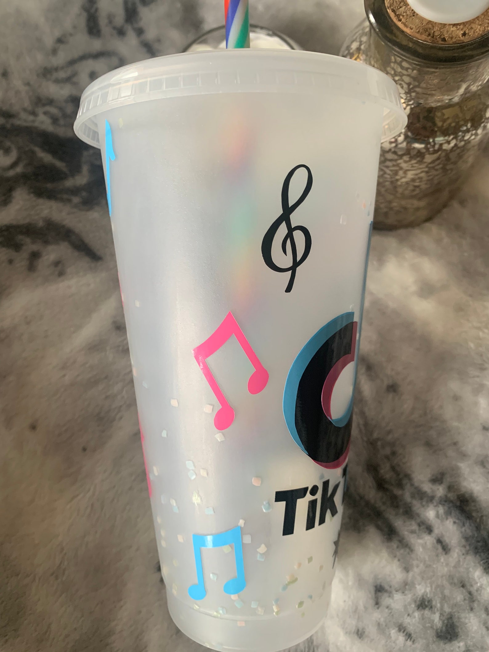 A Tiktok Inspired Cold Cup With a Confetti Style Cup Perfect | Etsy