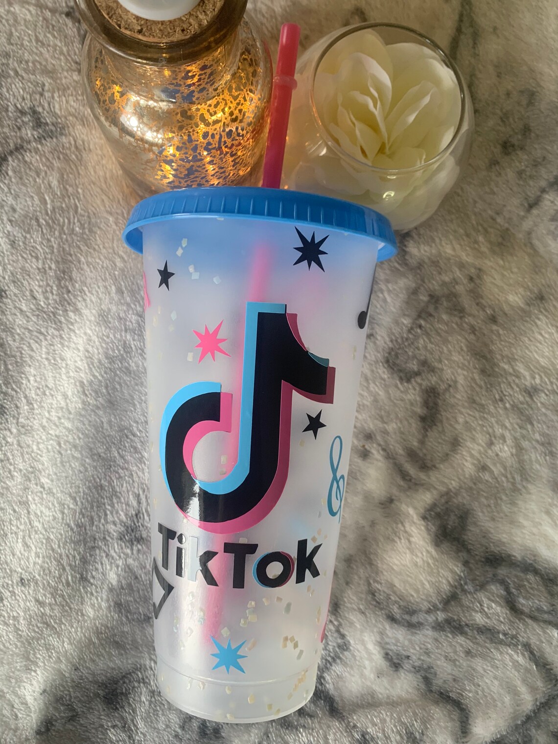 A Tiktok Inspired Cold Cup With a Confetti Style Cup Perfect | Etsy