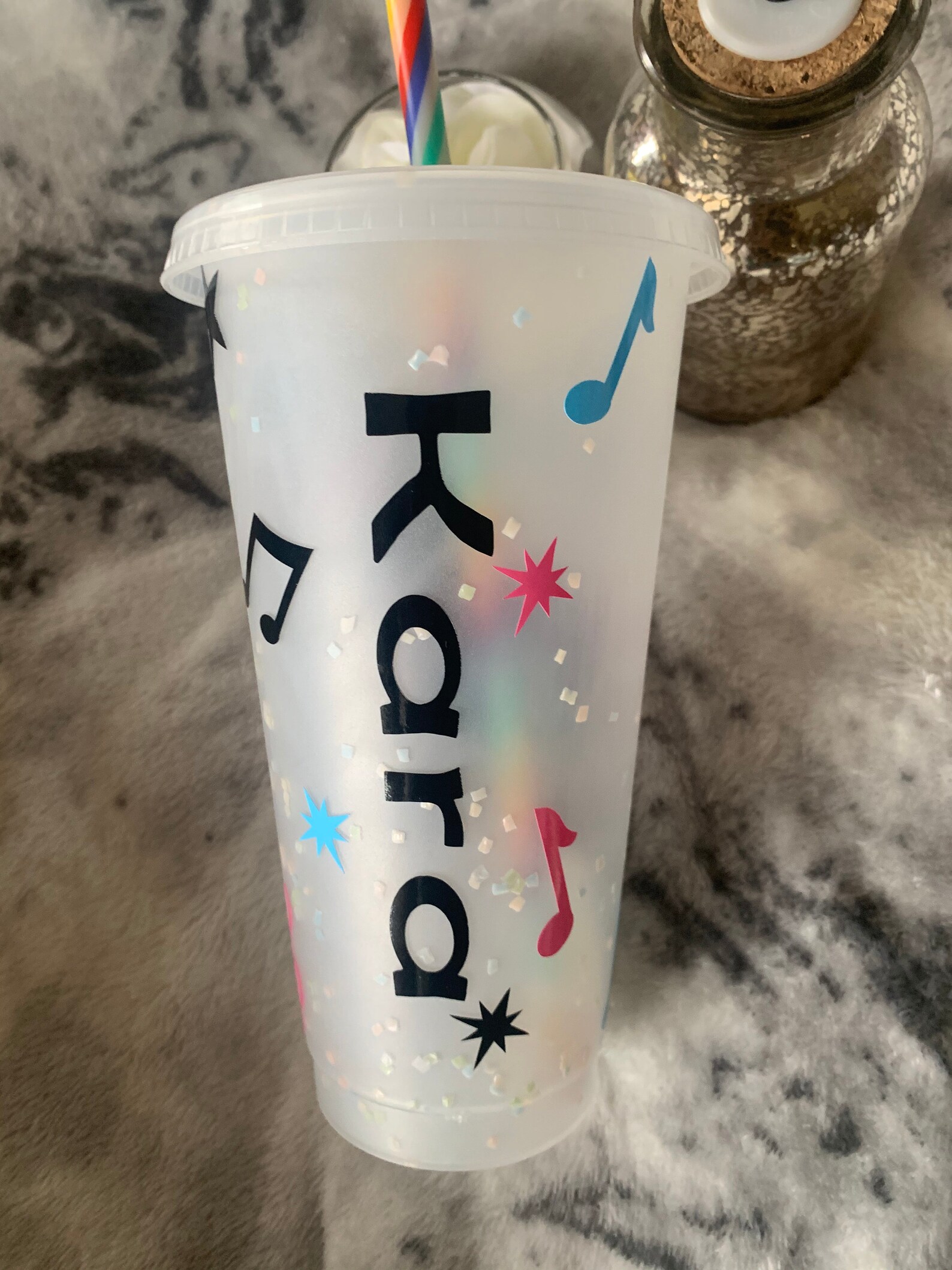 A Tiktok Inspired Cold Cup With a Confetti Style Cup Perfect | Etsy