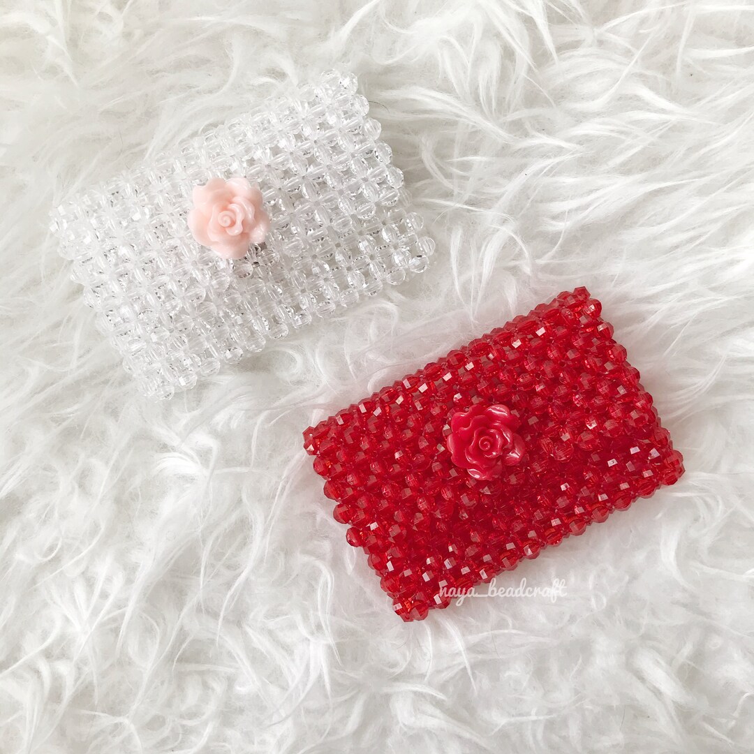 Beaded Card Holder With Rose - Etsy