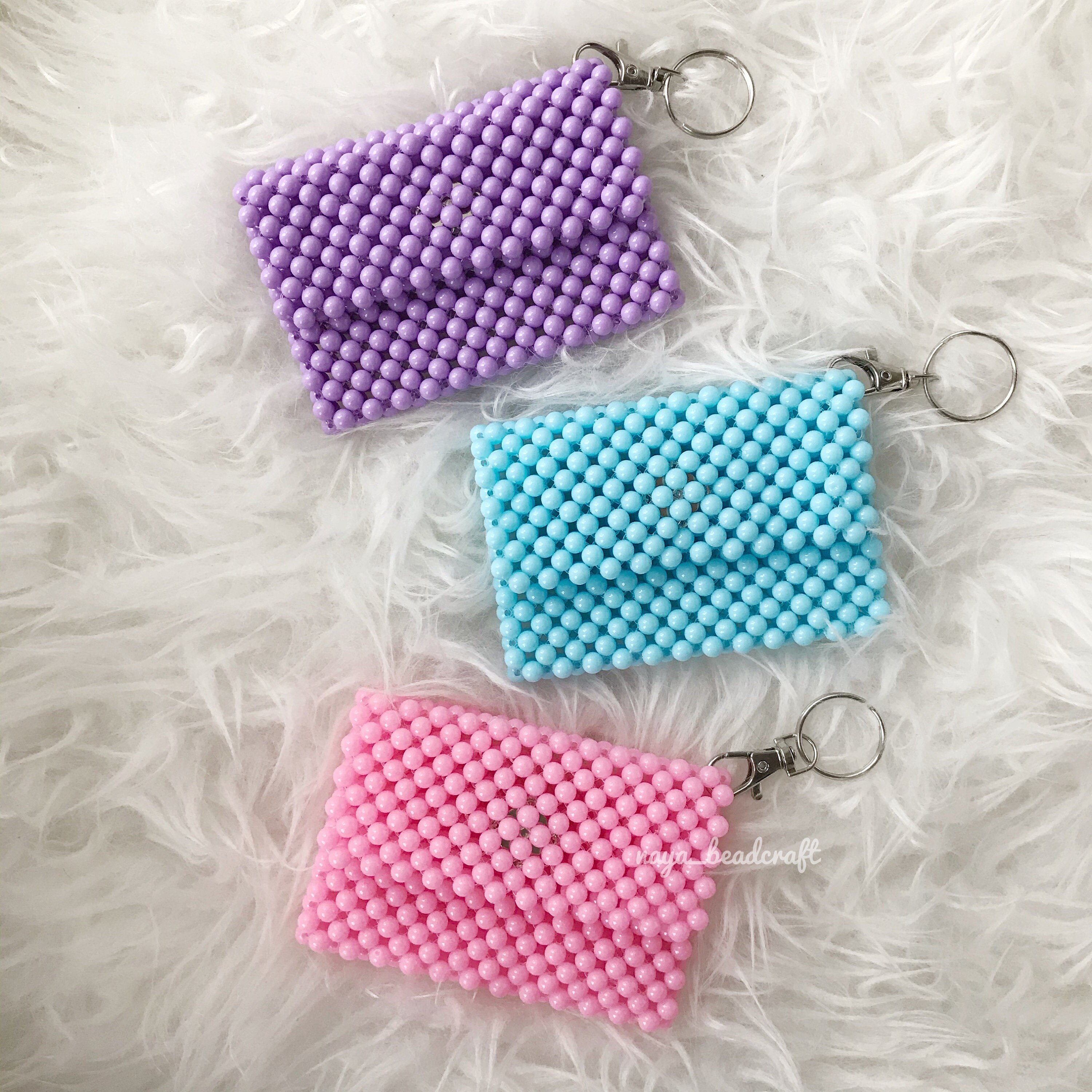 Beaded Card Holder - Available in Pink, Baby Blue, Lavender, Red and ...